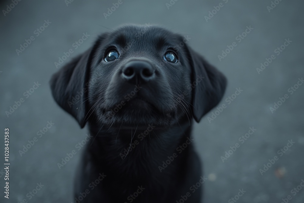Black Lab Puppy in Cute Pose, Two-Month-Old Cuddly Canine Doggy Stock ...