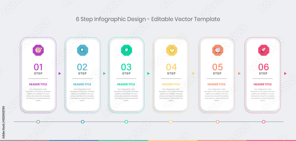 6 step Infographics Design Template, Chart diagram, Graph, Pie chart ...