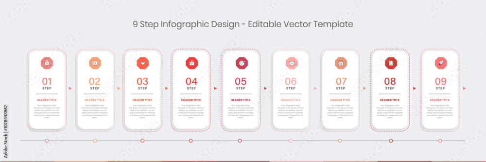 9 step Infographics Design Template, Chart diagram, Graph, Pie chart ...