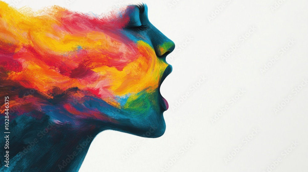 Whispers of the Mind: A whispering figure with colorful abstract ...