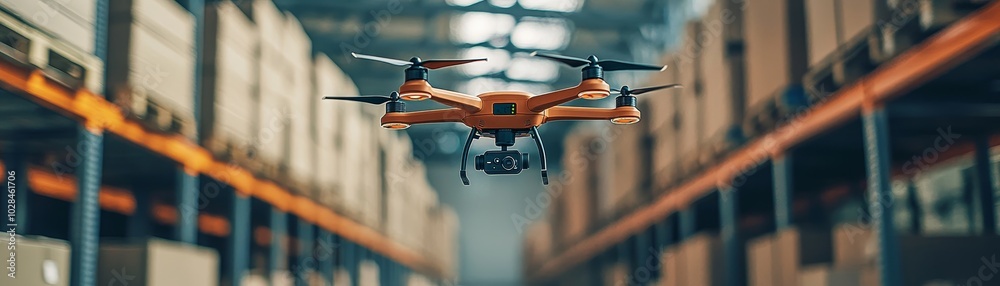 Warehouse drones working alongside robots, handling product placement ...