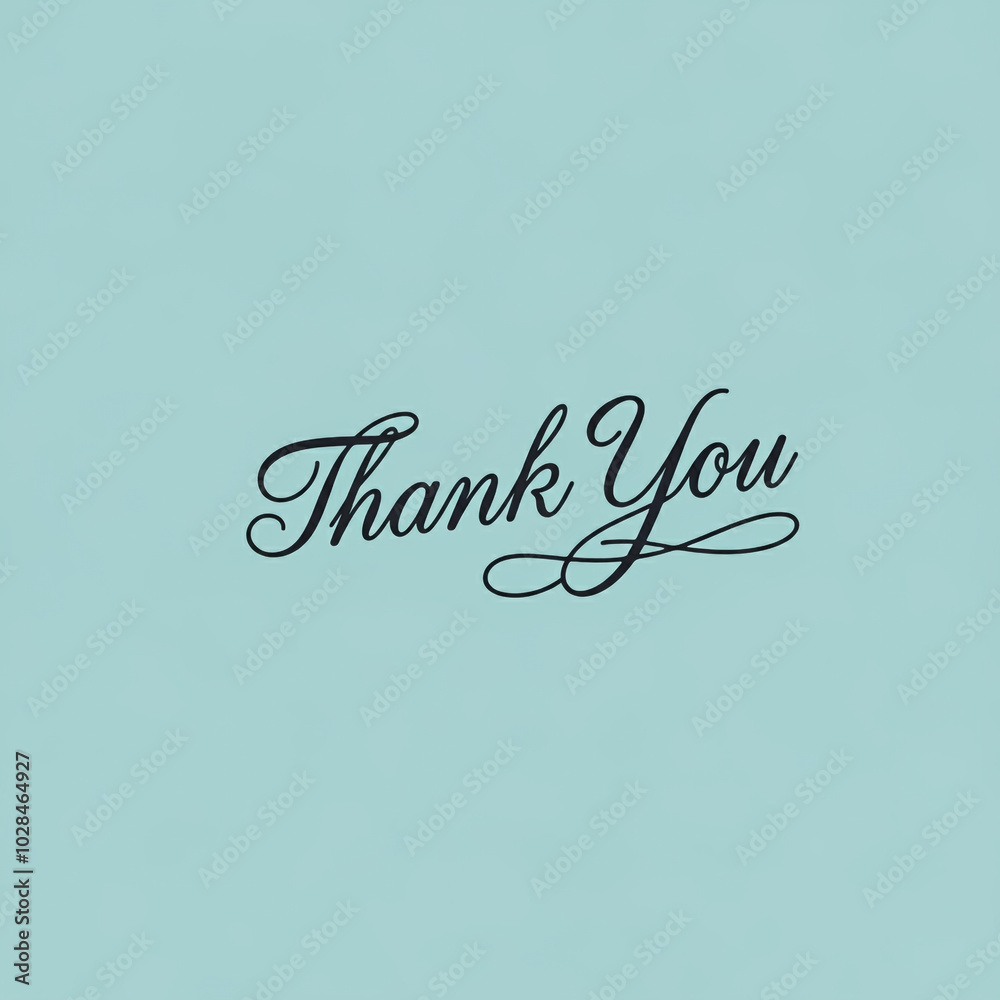 Elegant "Thank You" in cursive on a soft blue background, adding a ...