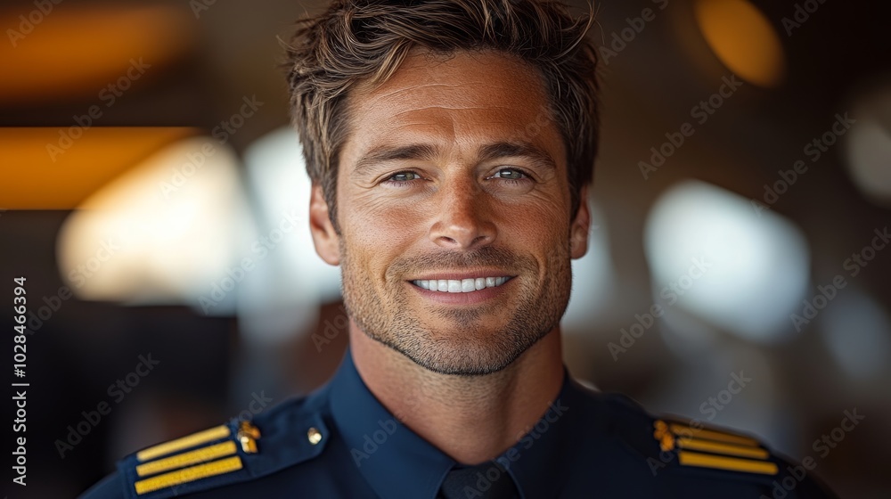 Man with smile on his face is standing in front of an airplane. He is ...