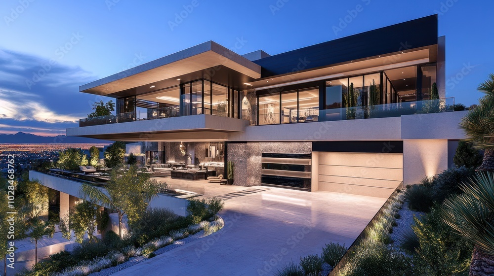 Stunning modern three-level mansion in Las Vegas with panoramic views ...