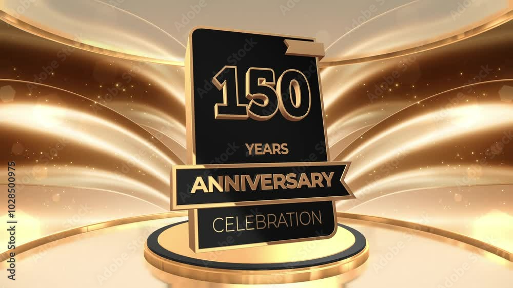 150 years, 150th anniversary logo loop, looped video background ...