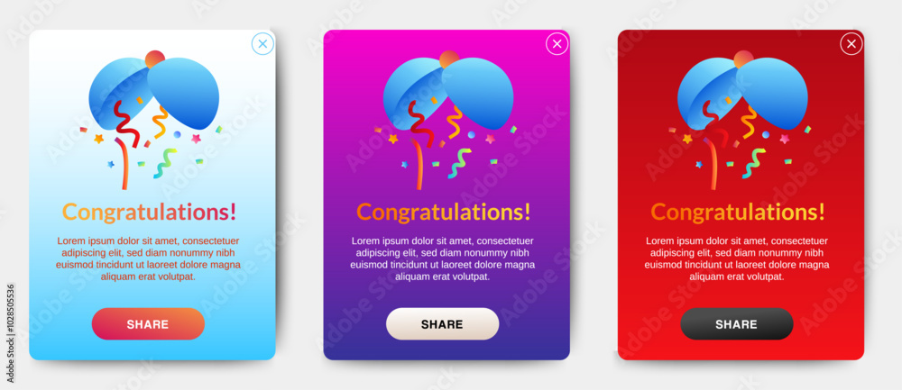 Congratulations flash message ui design template. banner pop up banner ...