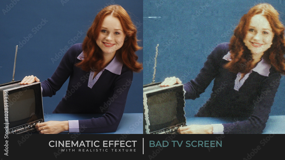 Bad TV Screen Cinematic Effect with Realistic Texture Stock Template ...