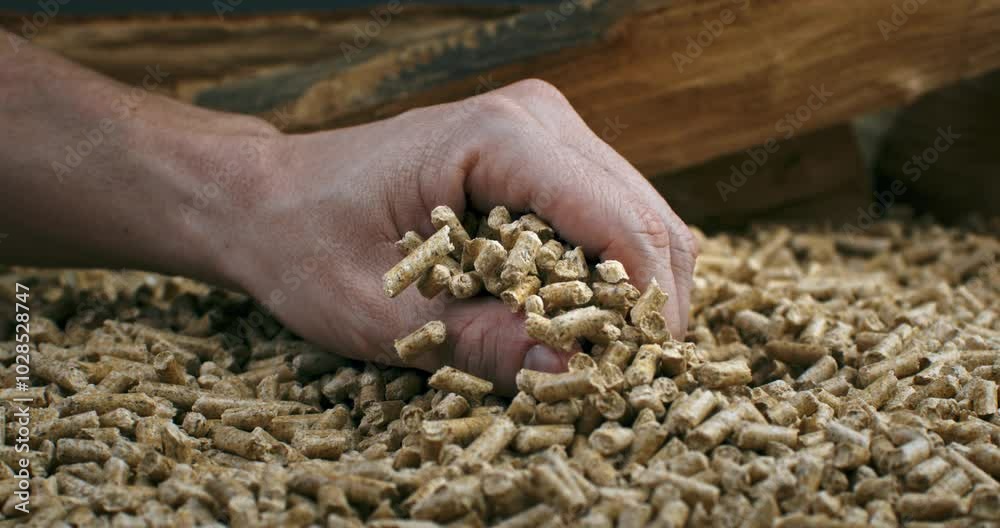 Super slow motion close up of renewable energy sources heating wood ...