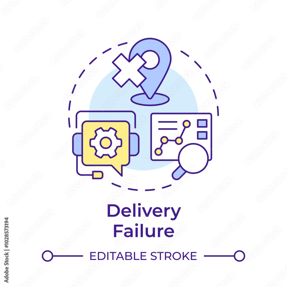 Delivery failure multi color concept icon. Reverse logistics type ...