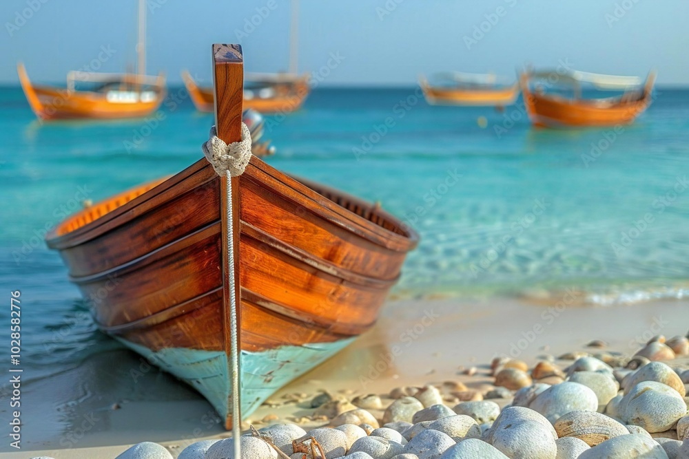 National Day (Qatar). Images of dhow boats on the turquoise waters of ...
