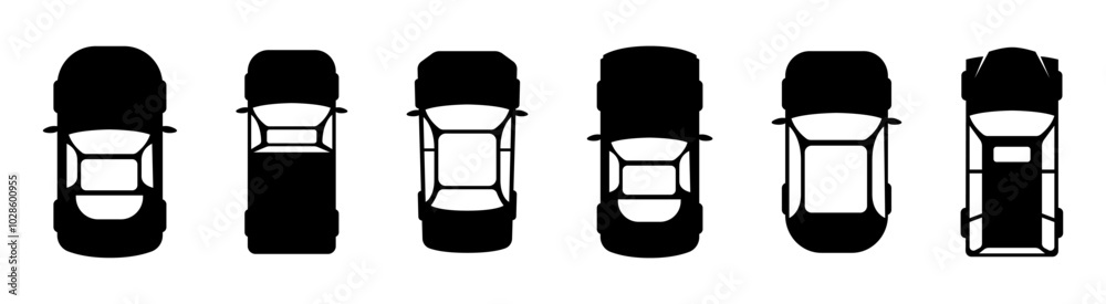 Car top view vector icons. Top view of cars in various models Stock ...