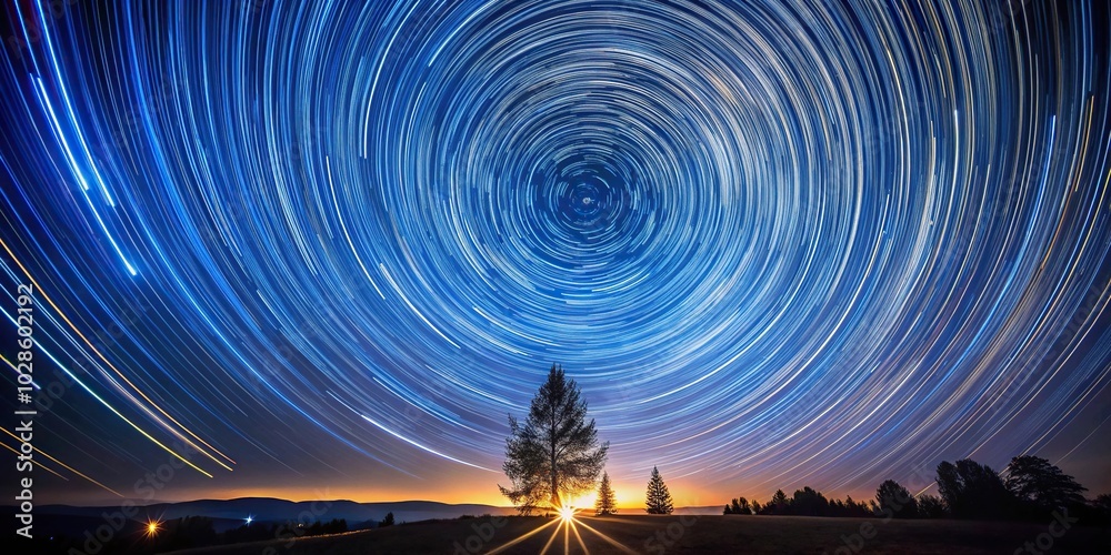 Night sky with circumpolar stars around the Pole star Stock ...