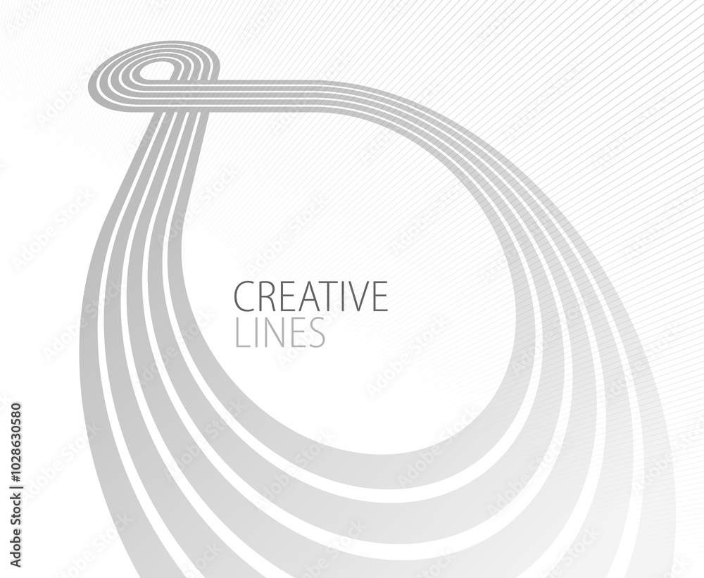 Lines in perspective vector abstract background in light grey and white ...