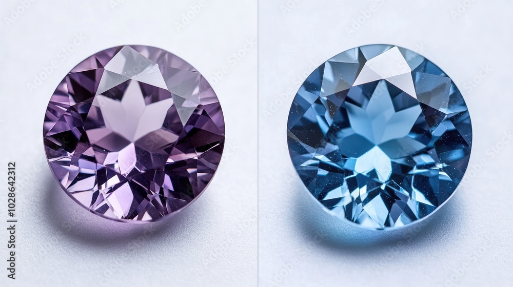 A side-by-side comparison of two gemstones of different carat weights ...