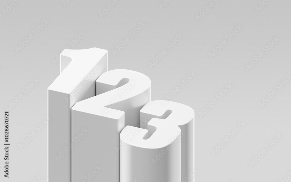 Step 123 Number education sign isolated on white background. 3D math ...