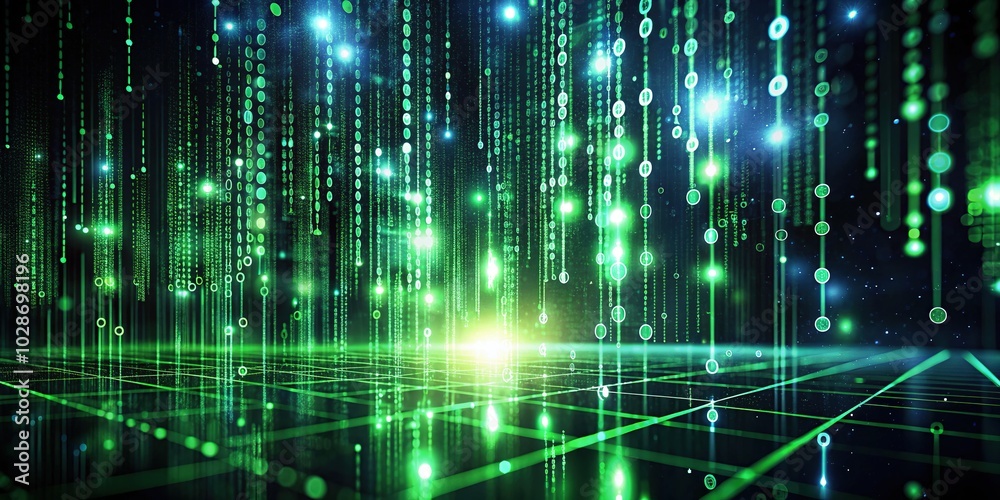 Night Photography of Banner Green Numerical Codes for Web Interface ...