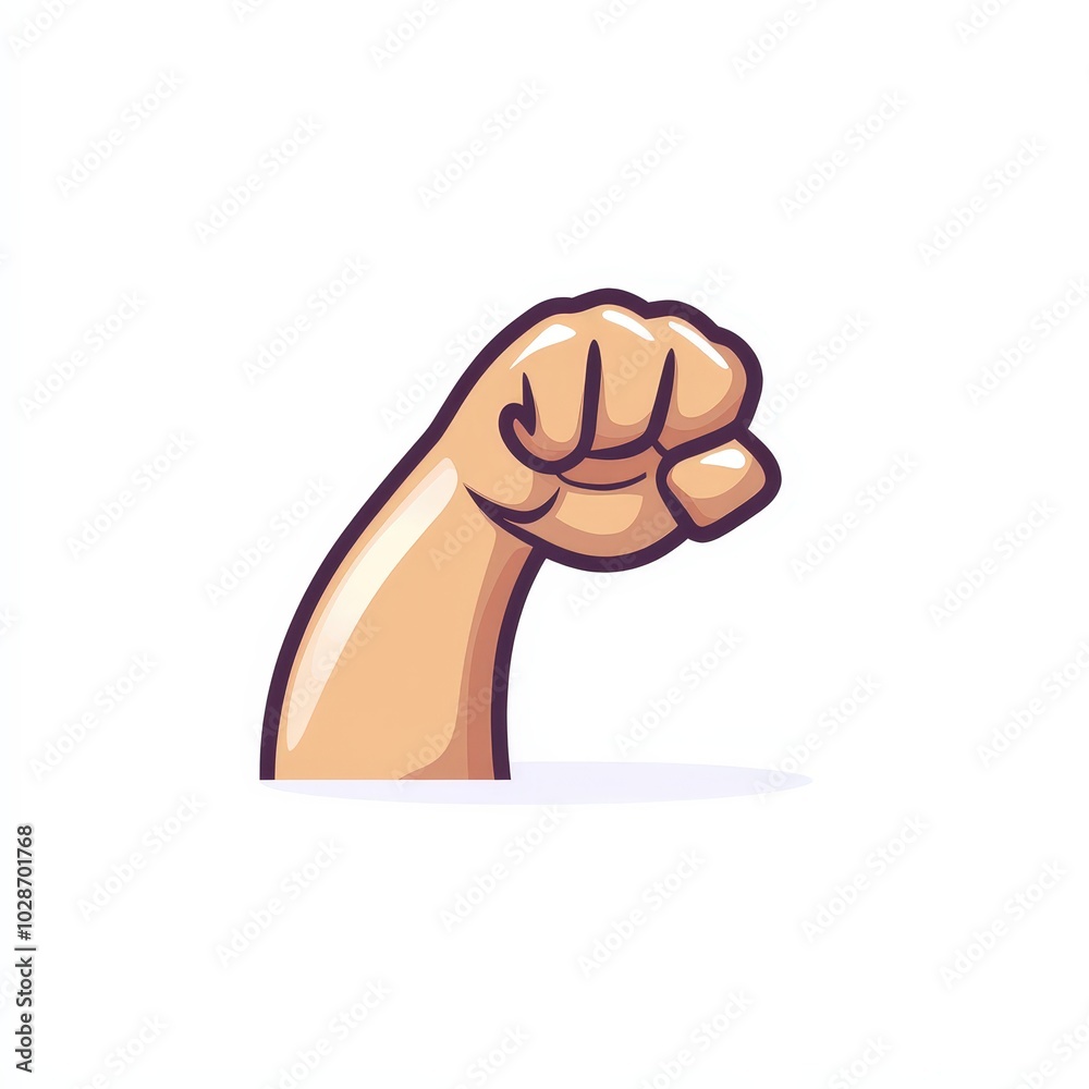 Cartoon-style raised fist symbolizing strength and unity, on a white ...