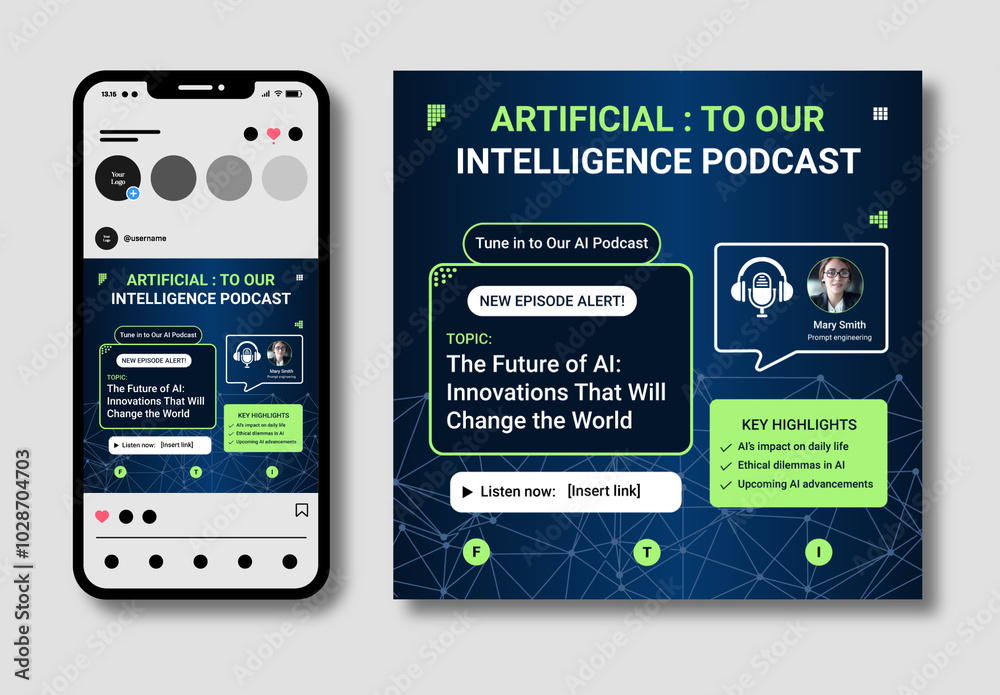 Artificial intelligence podcast Stock Template | Adobe Stock