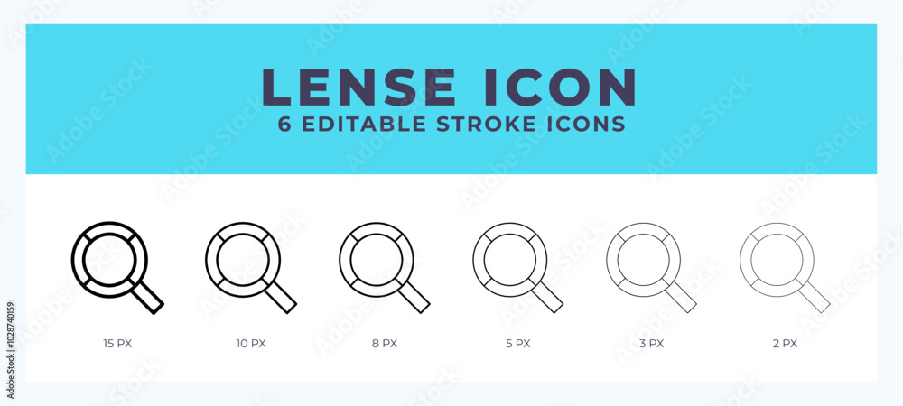Lense lineal icon symbol vector. Black outline for web. App ...