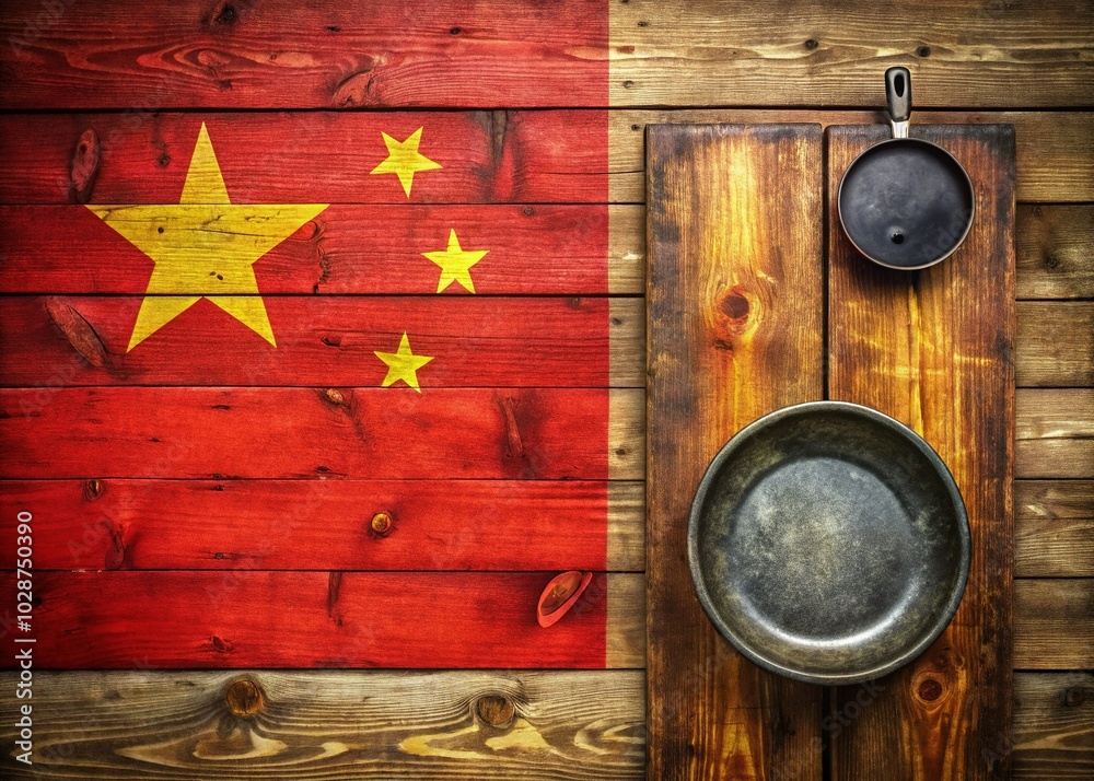 Vintage Style Photography of the Flag of China on Weathered Wood Boards ...