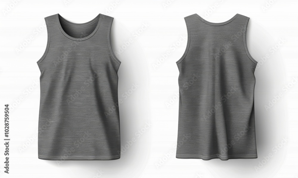 Blank gray male tank top, template for your design mockup. Front and ...