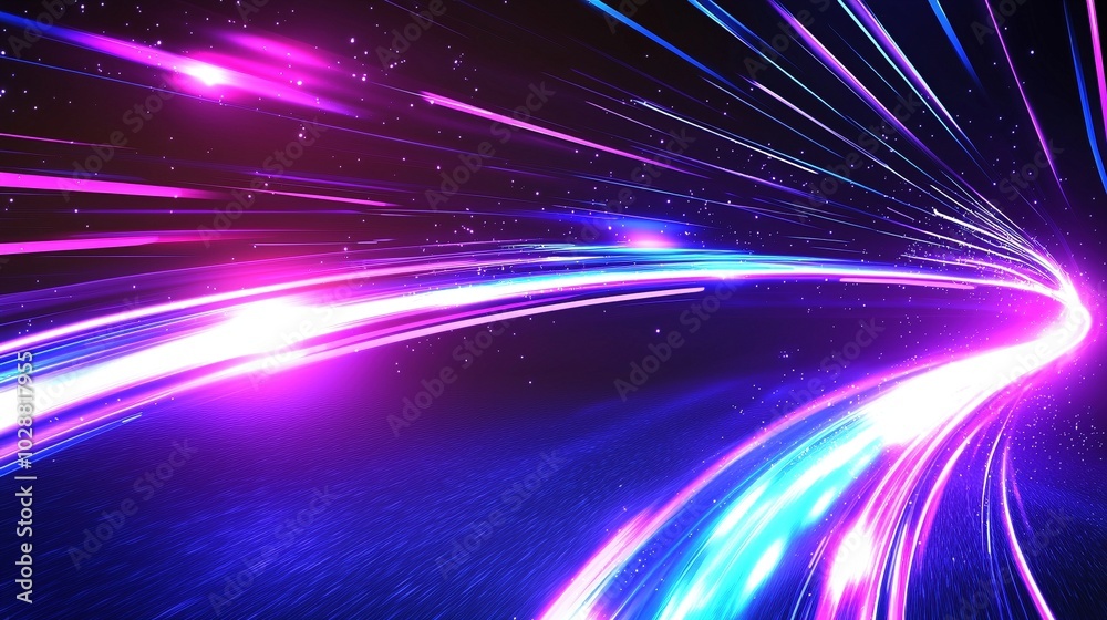 Abstract representation of rapid technology, with a panoramic light ...