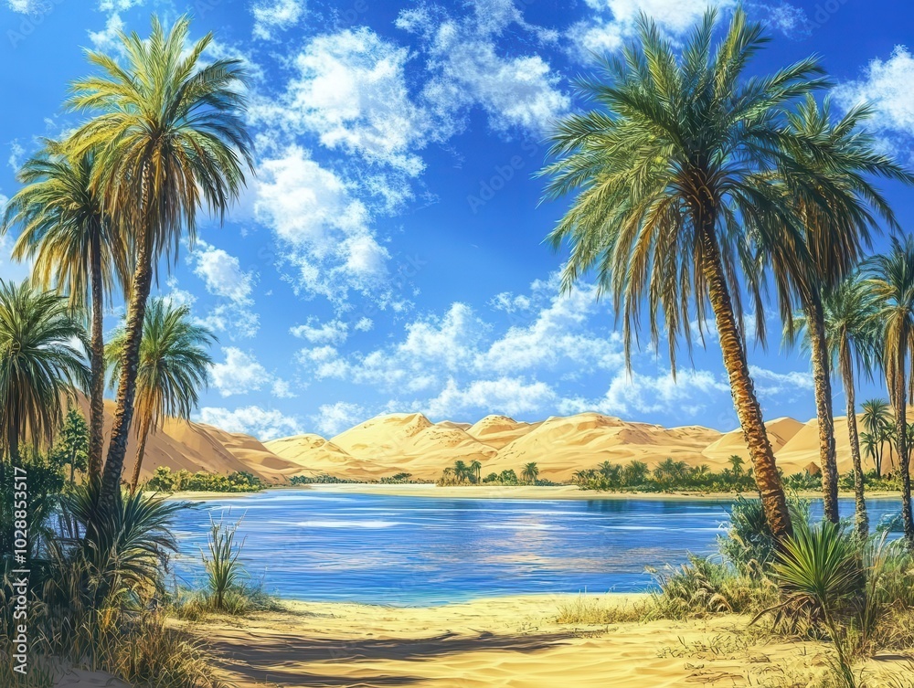 stunning photorealistic view of egypt's siwa oasis, showcasing palm ...