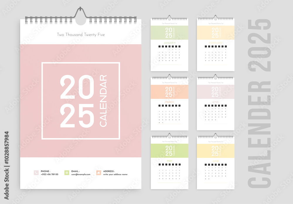 Clean Calendar Design 2025 Stock Template | Adobe Stock
