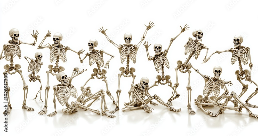 Human skeleton with a realistic anterior, lateral and posterior view ...