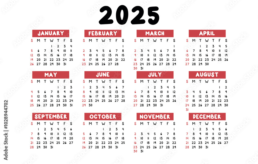 Vector classic calendar 2025 year template white isolated background ...