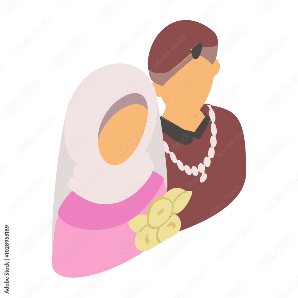 wedded husband wife isometric concept, Boy and Girl On Nikah Ceremony ...
