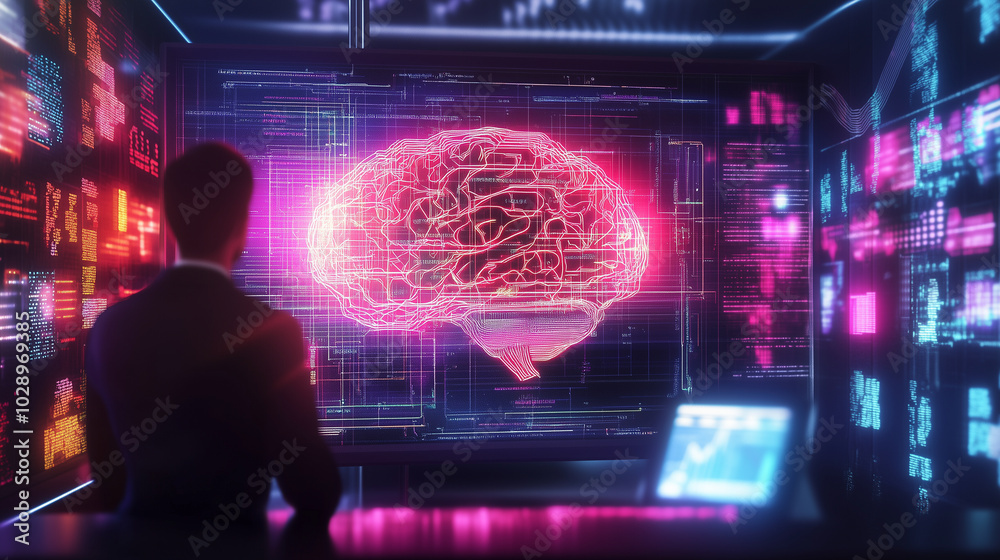 Neural Networks and AI Exploration A conceptual artwork featuring a ...