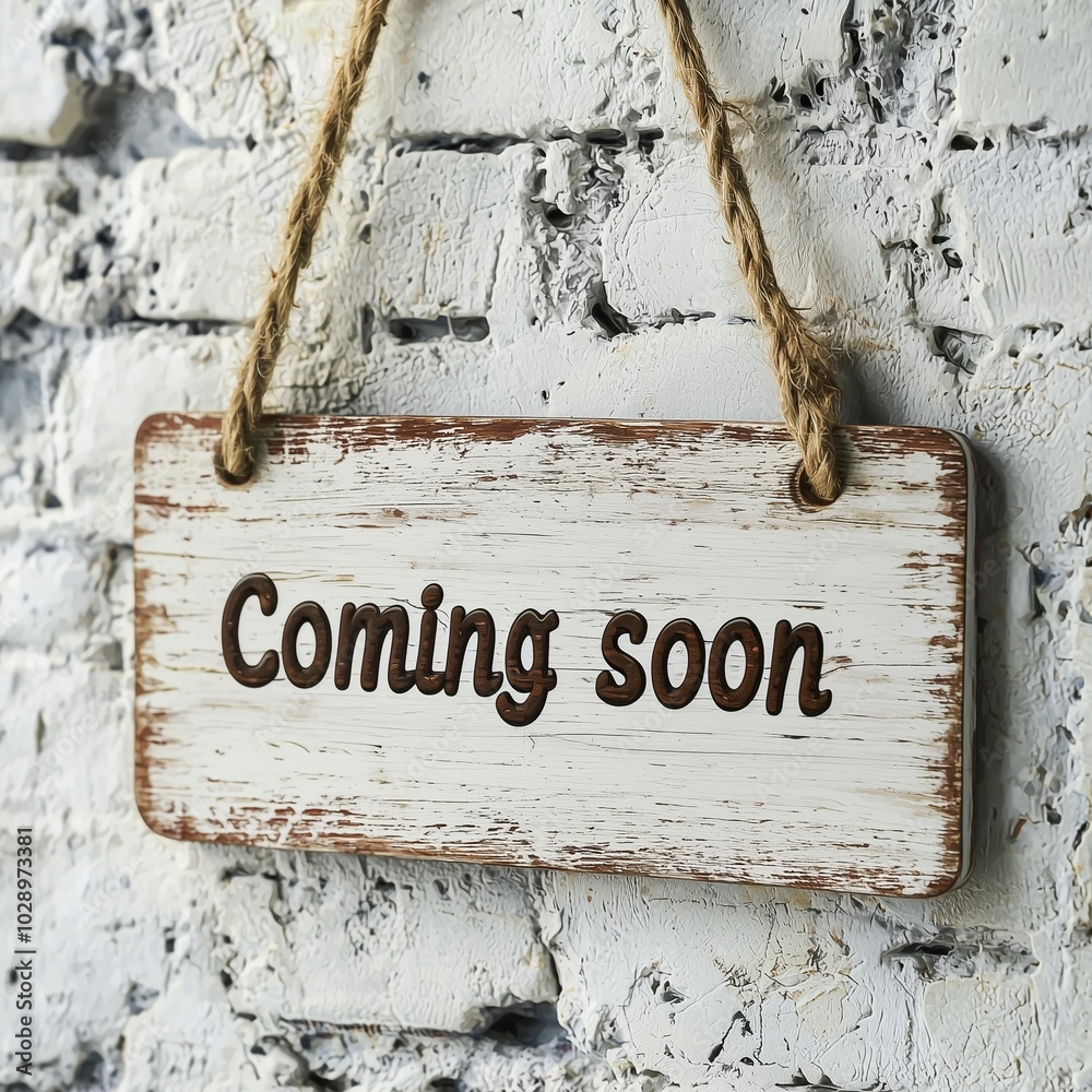 Coming soon sign. baby announcement sign on a rustic white background ...