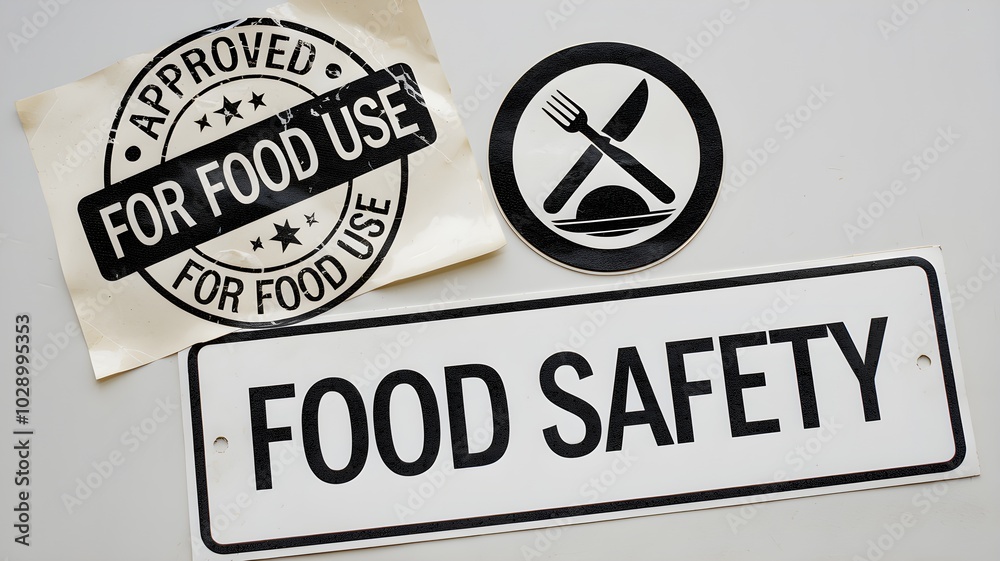 Food Safety Stamp Sign and Seal on a Surface Indicating Approval and ...