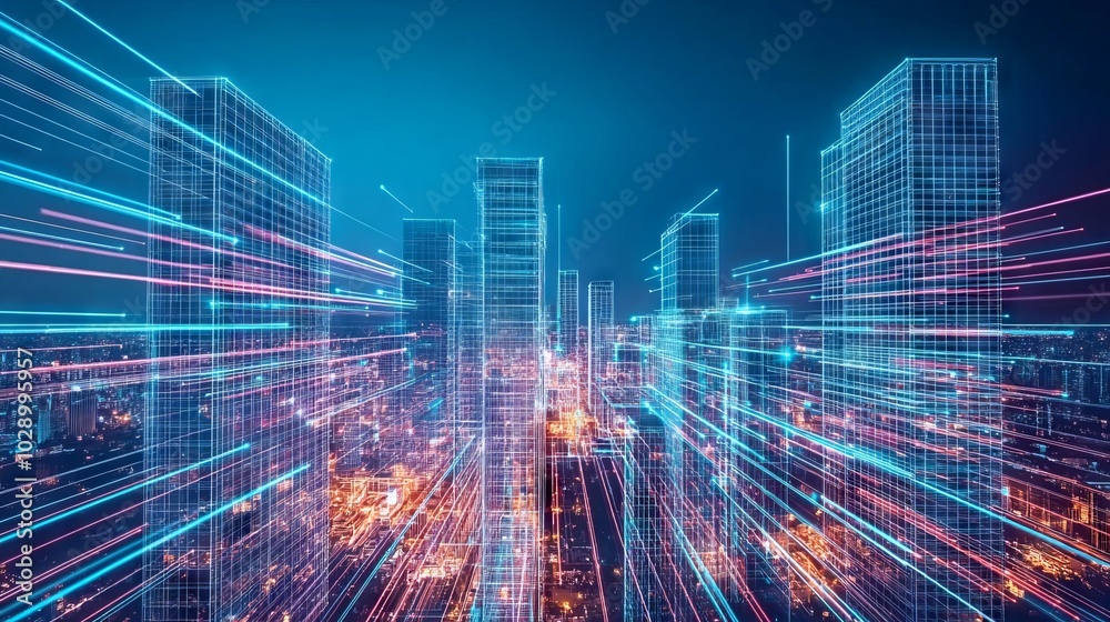 Futuristic Digitalization of Buildings Construction. Architectural ...