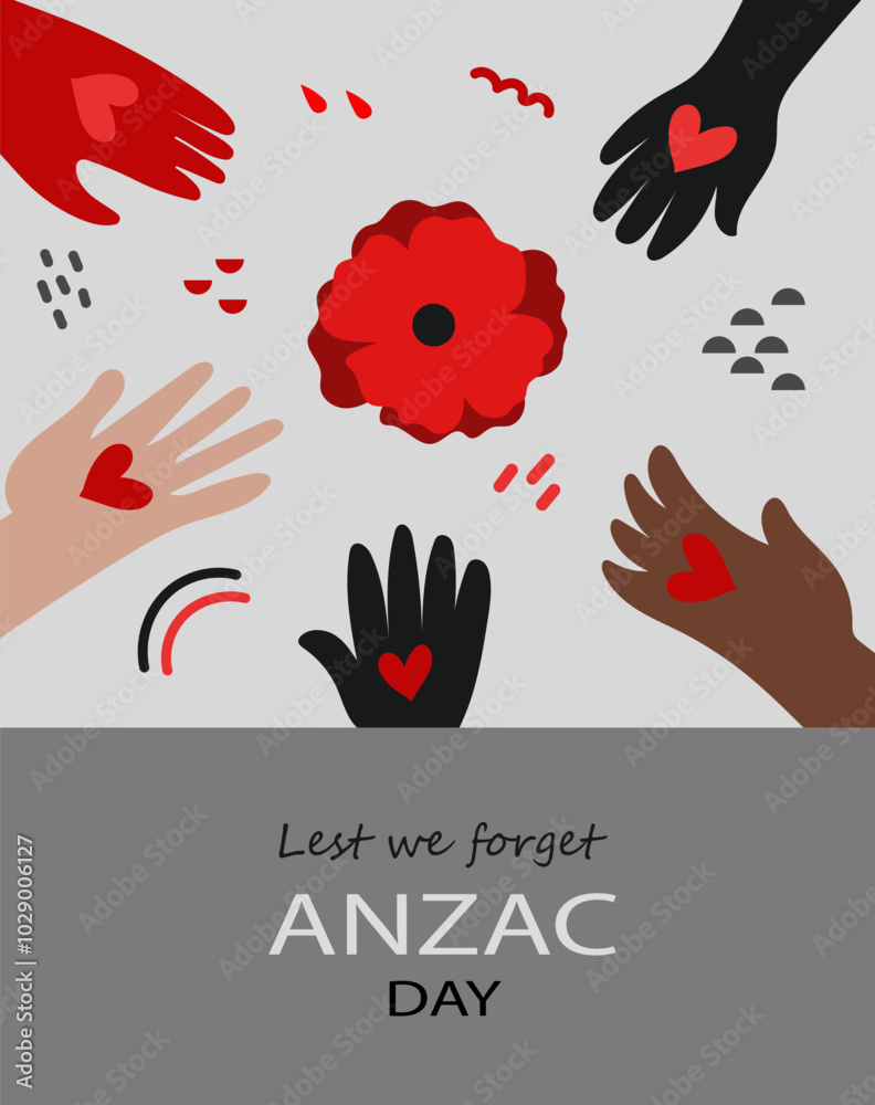 Red bright poppy flower. Memorial Day, Anzac Day. Lest We forget ...