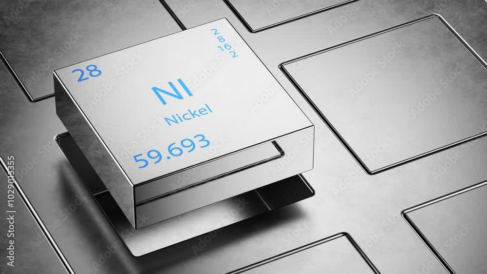 Nickel, element of the periodic table. Element Nickelon a metallic ...