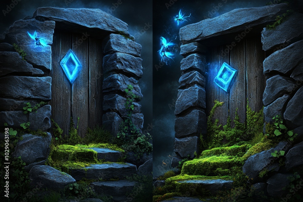 Photo & Art Print A crumbling, ancient castle in a fantasy world, with ...