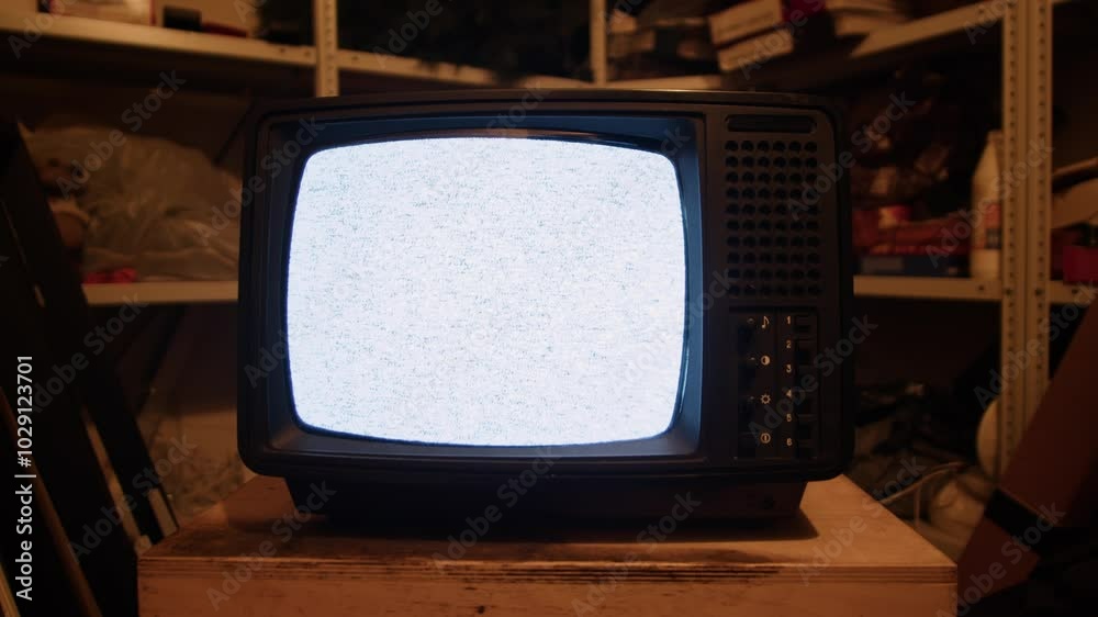 Retro TV, vintage television In a nostalgic setup, a retro TV displays ...