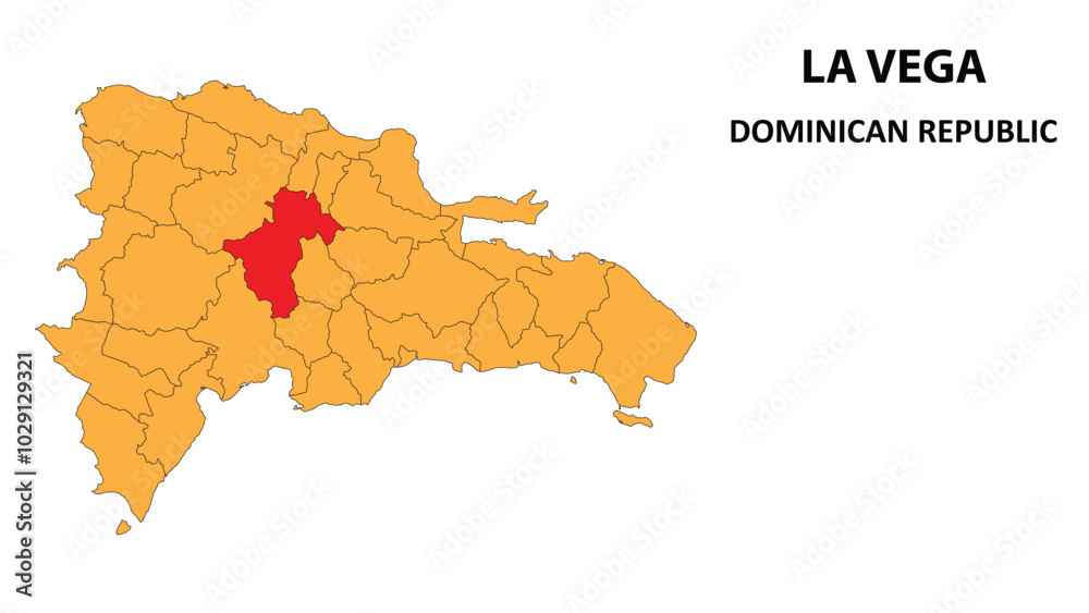 La Vega Map is highlighted on the Dominican Republic map with detailed ...