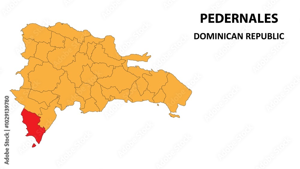 Pedernales Map is highlighted on the Dominican Republic map with ...