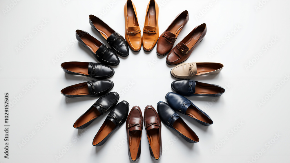 Circle of Diverse Footwear: Stylish Shoes Arrangement Symbolizing ...