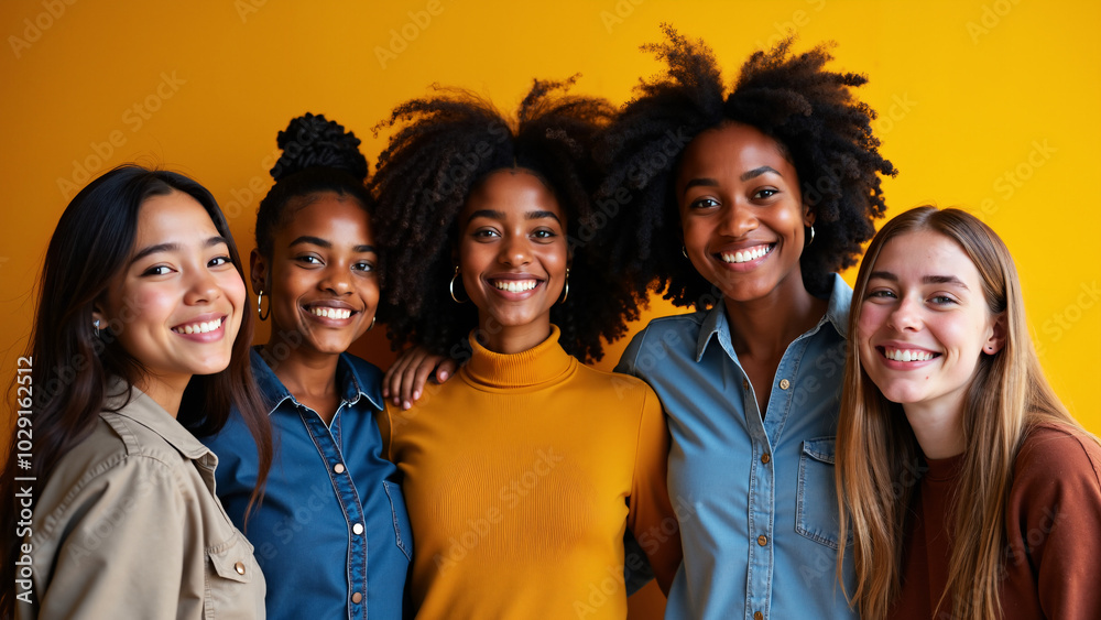 Diverse group of young friends promoting racial harmony and inclusion ...