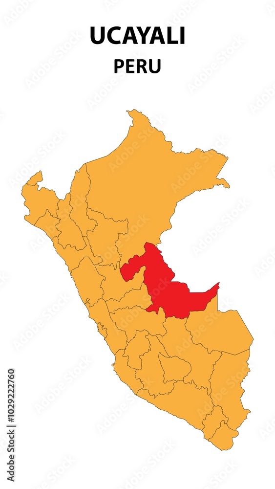 Ucayali Map is highlighted on the Peru map with detailed state and ...