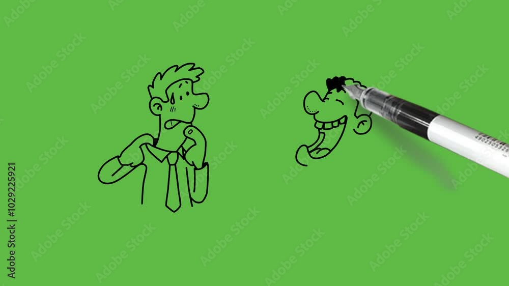 draw two standing young men making fun with each other in different ...