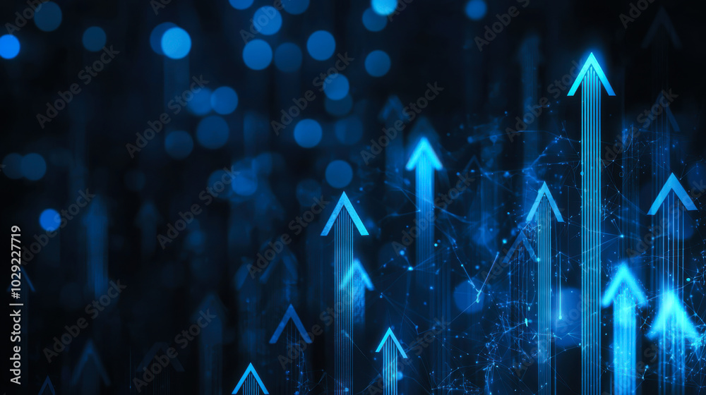 Dynamic upward arrows representing growth and progress in a digital ...