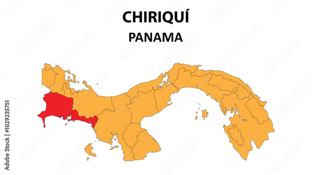 Chiriquí Map is highlighted on the Panama map with detailed state and ...