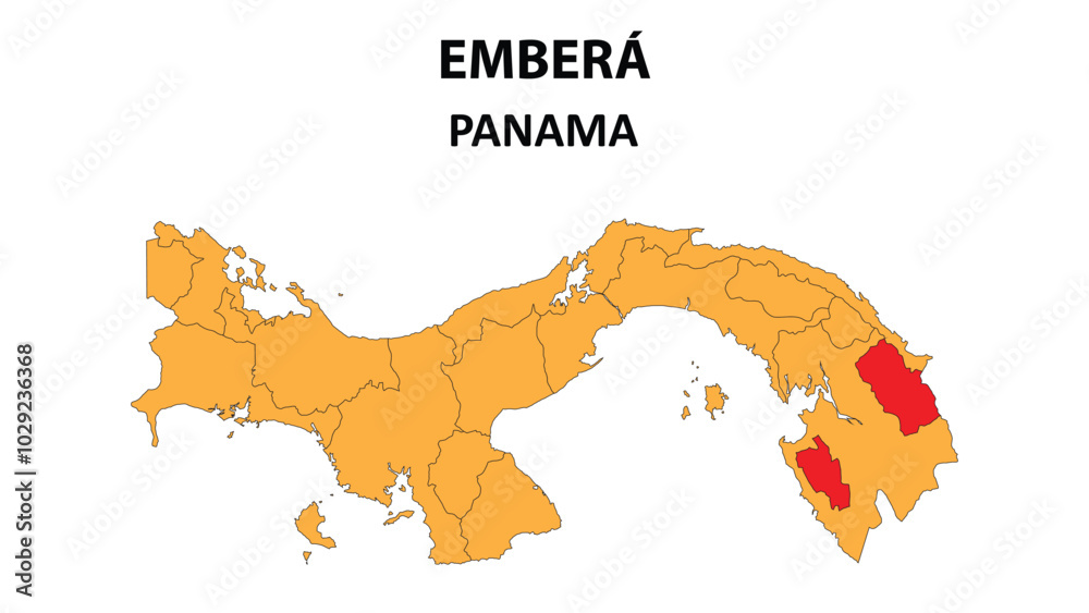 Emberá Map is highlighted on the Panama map with detailed state and ...