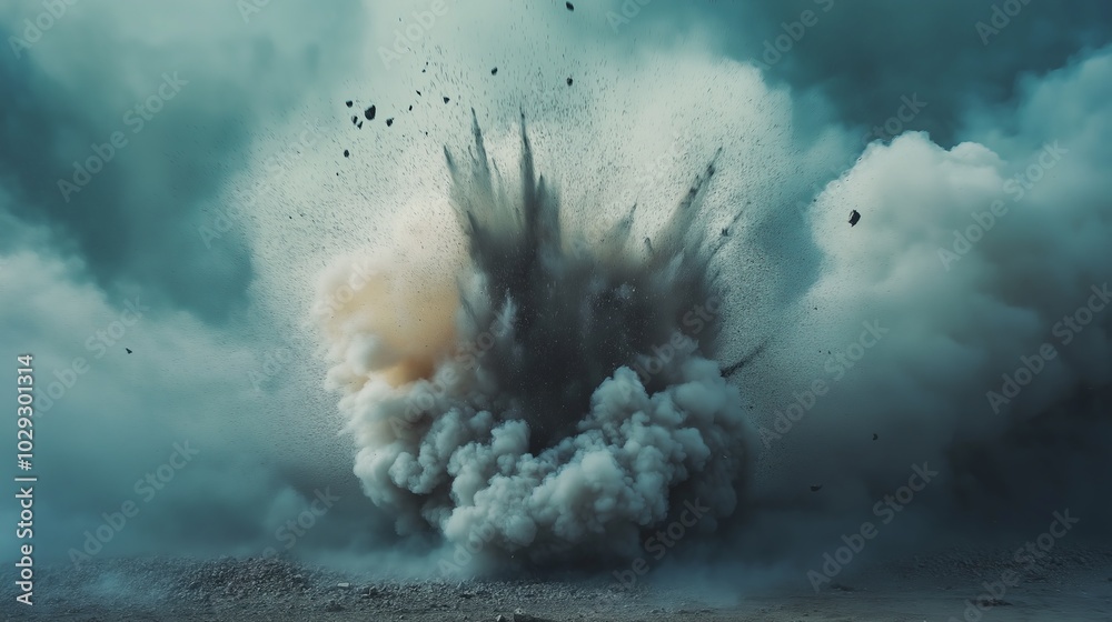 bomb explosion repreenting chaos, unexpected change, blow out of ...