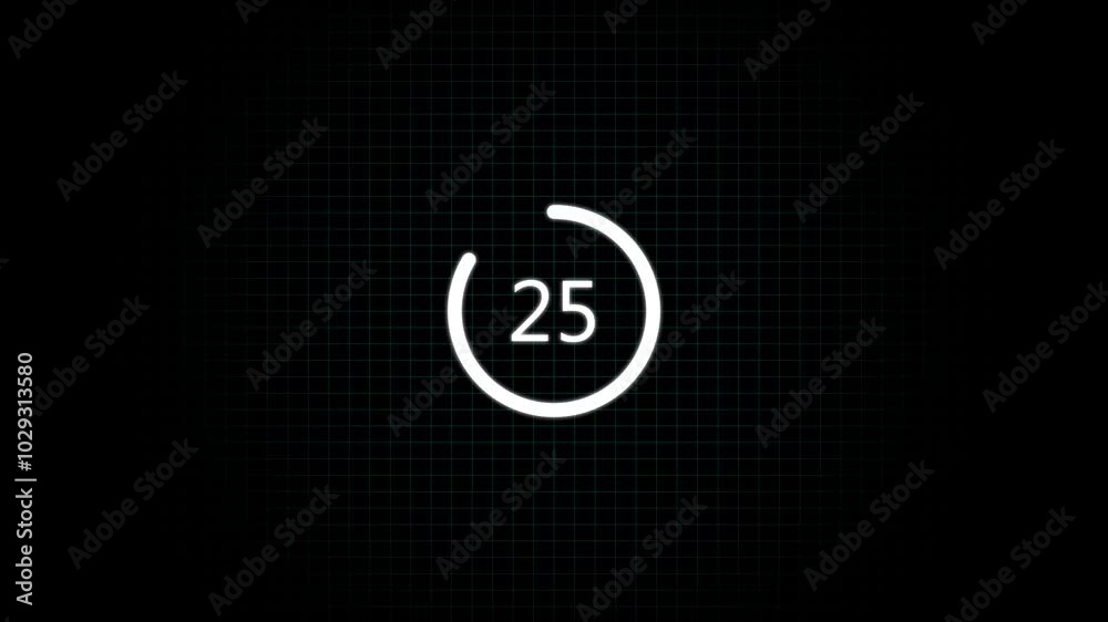 Circle countdown timer thirty seconds animation from 30 to 0 seconds on ...